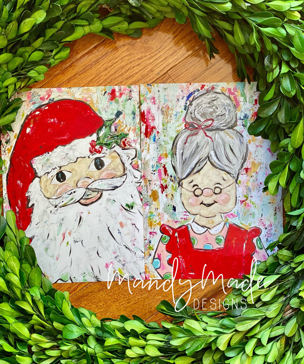Santa and Mrs. Claus Art PRINTS – MandyMade Designs